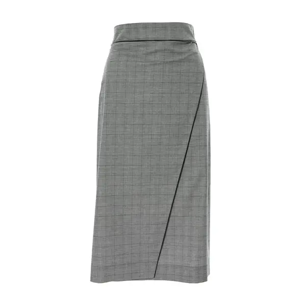 SILVIA SERBAN Checkered Side Over Side Skirt - Grey