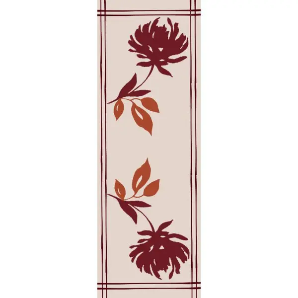 HERITAGEMODA Neutrals / Red / Orange Luxury Wool-silk Scarf – Hand-painted Sand With Rust & Amber Floral Accents - Red/orange