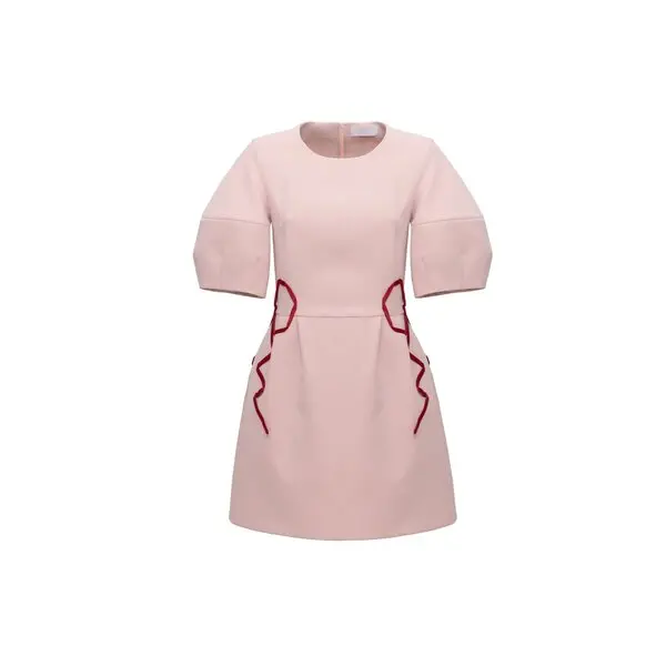 GEORGETTE Blush Bow Mini Dress - Pink