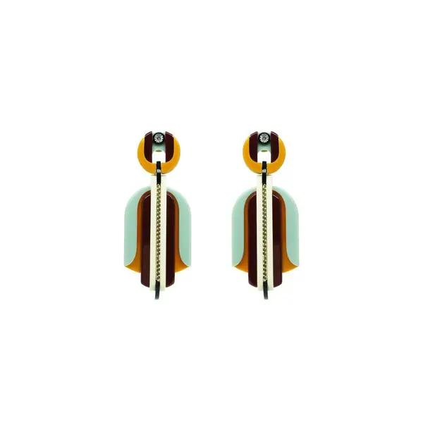 GISSA BICALHO Handmade Acrylic Earring Protea - Green
