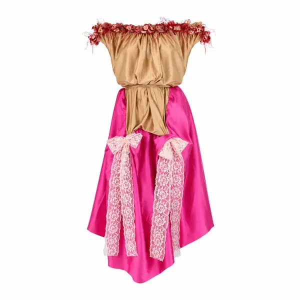 Miro Misljen Off-shoulder Romantic Midi Dress - Brown/pink