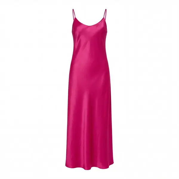 VIMISSIA Long Silk Slip Dres In Fuchsia - Pink