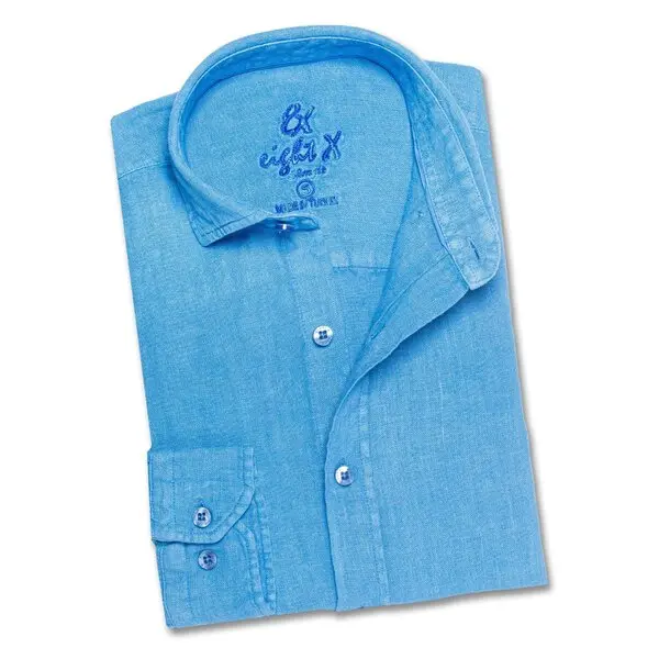 EIGHT X Linen Button Down Shirt Cerulean - Blue