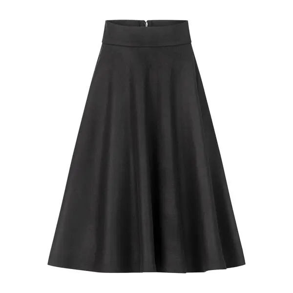 NIKKA PLACE Wool A-line Skirt With High Waist And Pockets In Colour - Black