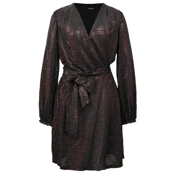 SMART AND JOY Wrap Effect Glitter Dress Bronze - Brown