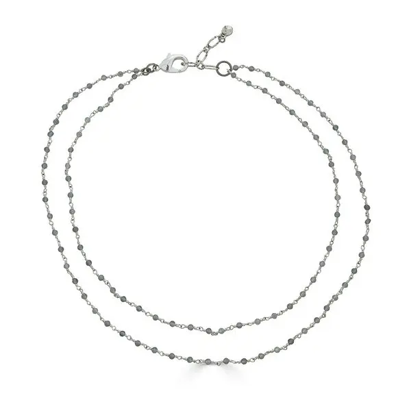 LONI PAUL JEWELRY Two Strand Delicate Labradorite Necklace - Silver