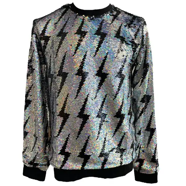 ANY OLD IRON Iridescent Lightning Sequin Sweatshirt
