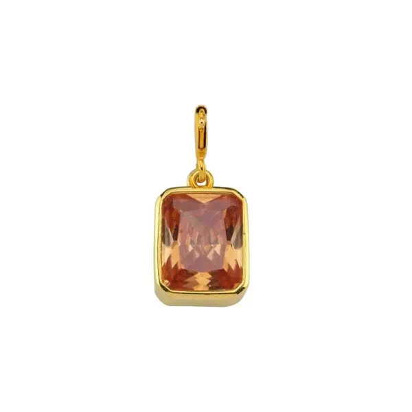 LINYA JEWELLERY Champagne Rectangular Crystal Charm
