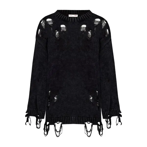 PCFG Your Itch Ripped Knit Sweat - Black