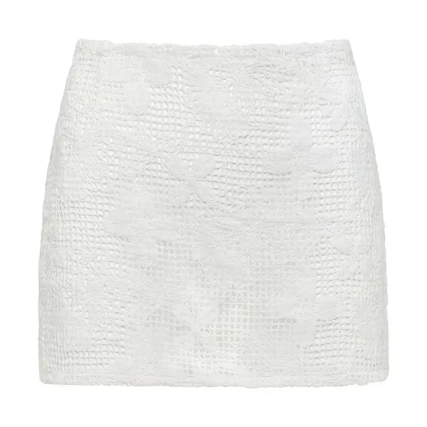 MONTCE Margarita Floral Lace Micro Skirt - White