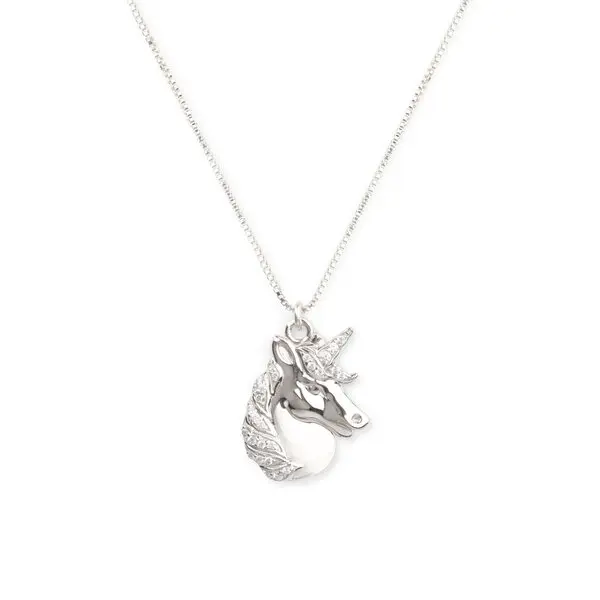 SEVEN SAINTS Mystical Unicorn Necklace, White Rhodium Over Sterling - Silver