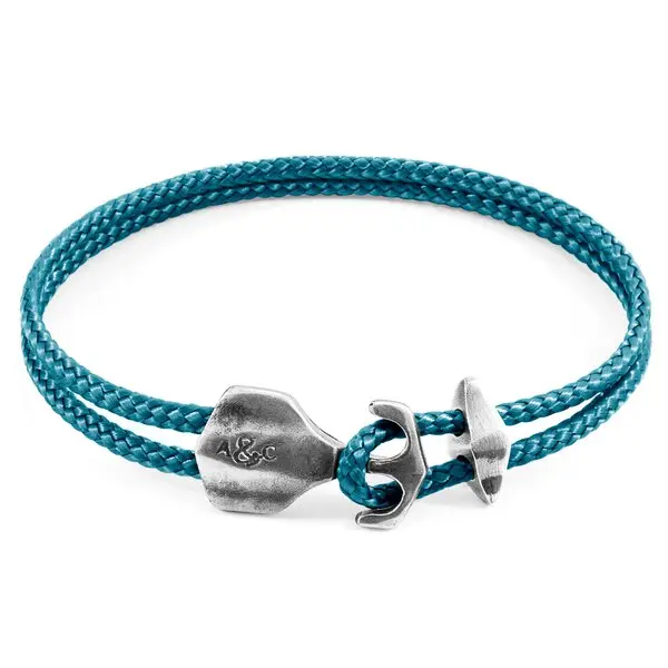 ANCHOR & CREW Ocean Delta Anchor Silver & Rope Bracelet - Blue