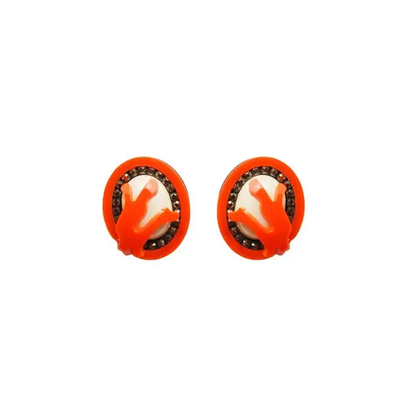 GISSA BICALHO Acrylic Handmade Earring Short Coral Pearl - Orange