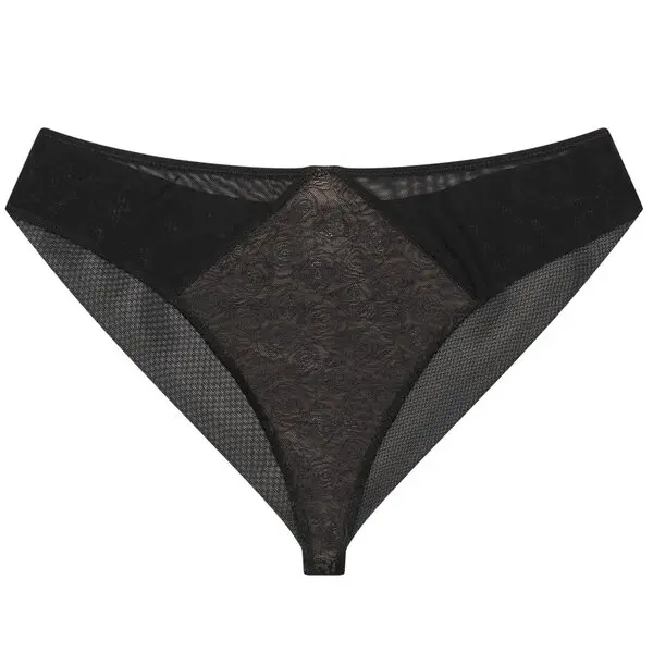 VERDANT INTIMATES Rose Lace Tanga - Black