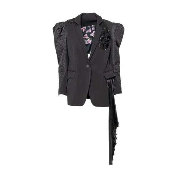 ARTISTA Sissy Embellished Puffy Sleeve Jacket - Black