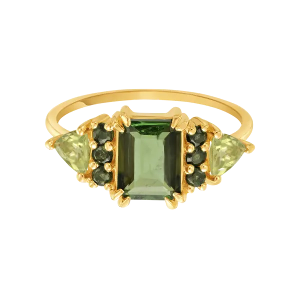 LA KAISER Green With Envy Topaz & Peridot Regal Ring - Gold