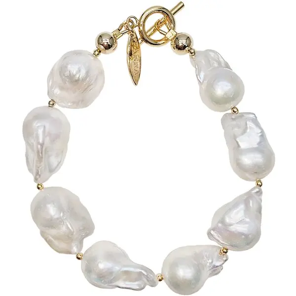 FARRA Timeless Natural Baroque Pearls Bracelet - White