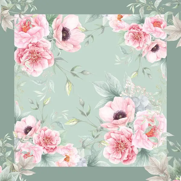 RALUFINEART Silk Scarf Peonies Serenade - Pink