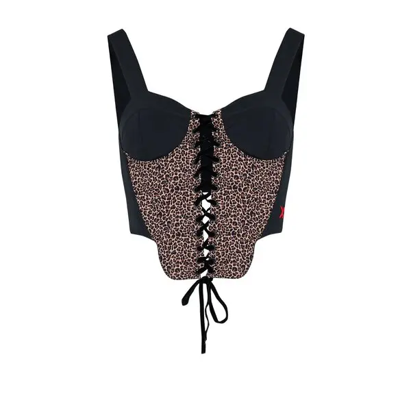 PCFG Neutrals / Free Heaven Leopard Corset Top - Black
