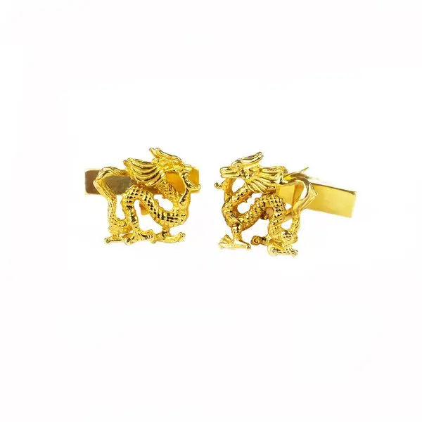 SIMON KEMP JEWELLERS Oriental Dragon Cufflinks Eighteen Carat On Silver - Gold