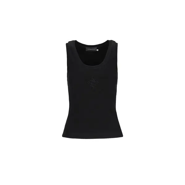 MANDRAGORA Ribbed Cotton Tank Top Caro - Black