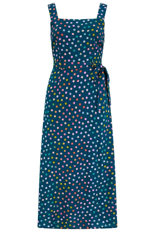 SUGARHILL BRIGHTON Elva Midi Sundress Petrol Navy, Rainbow Marbles - Blue