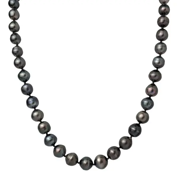 RAHUL'S JEWELS Grey / Silver 20"-22"adjustable Length Baroque Tahitian Pearl Necklace - Grey/silver