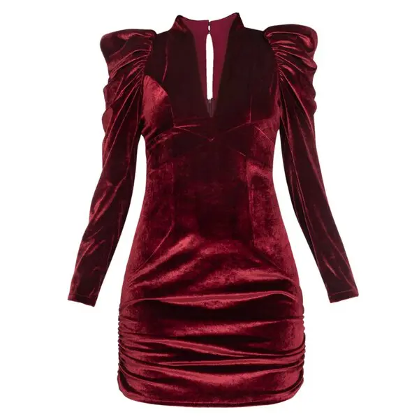 ANGELIKA JOZEFCZYK Velvet Burgundy Dress Diana - Red