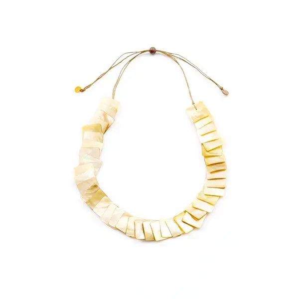 Likhâ Neutrals Playa Mother-of-pearl Necklace Square Tiles Nude - Brown