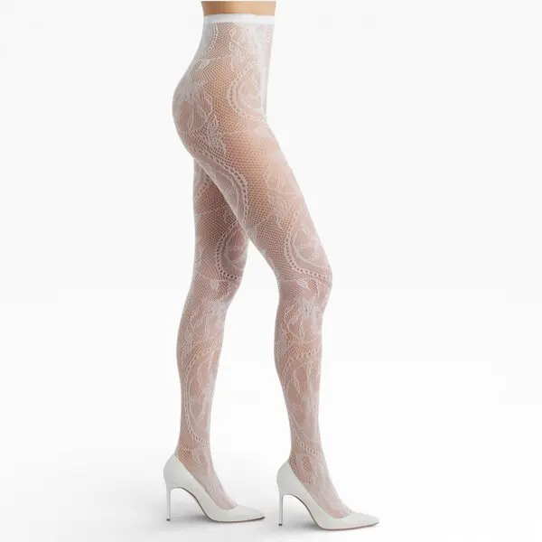 HIGH HEEL JUNGLE BY KATHRYN EISMAN Monet Lace Tights - White