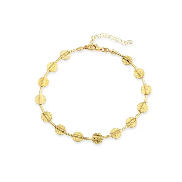 THE PHEIA Textured Disc Anklet - Gold