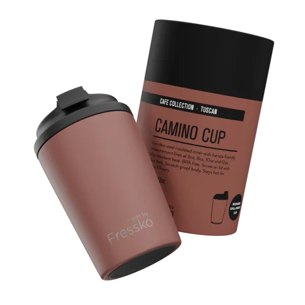 Fressko Camino 12oz / 340ml Reusable Coffee Cup, Stainless Steel Tuscan - Brown