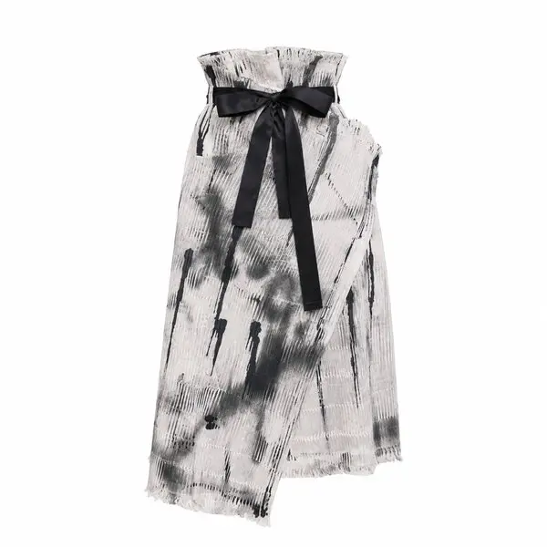 Miro Misljen Abstract Print Wrap Skirt - White/black