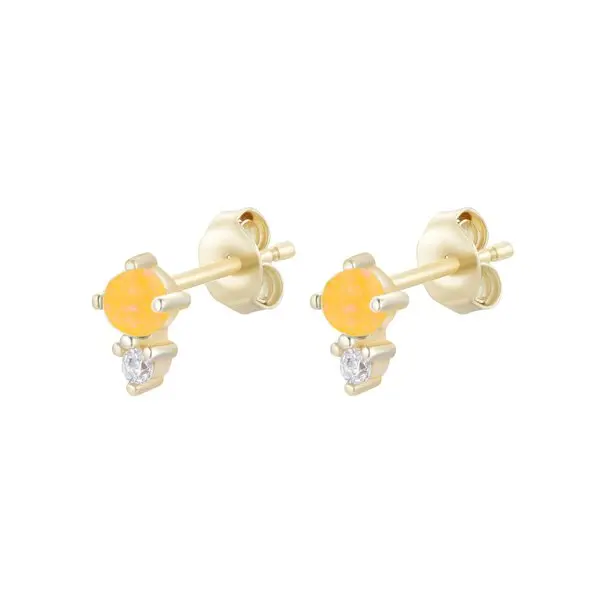 KAMARIA Opal & Crystal Seed Stud Earrings Tangerine - Orange