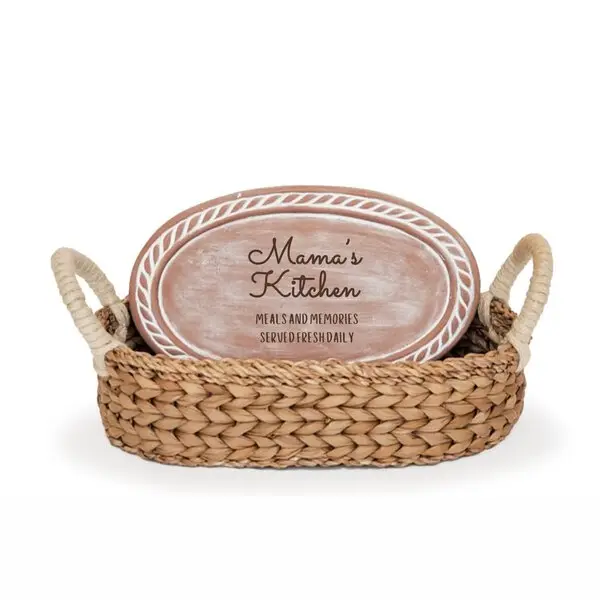 KORISSA Bread Warmer & Wicker Basket Mom Oval - Brown