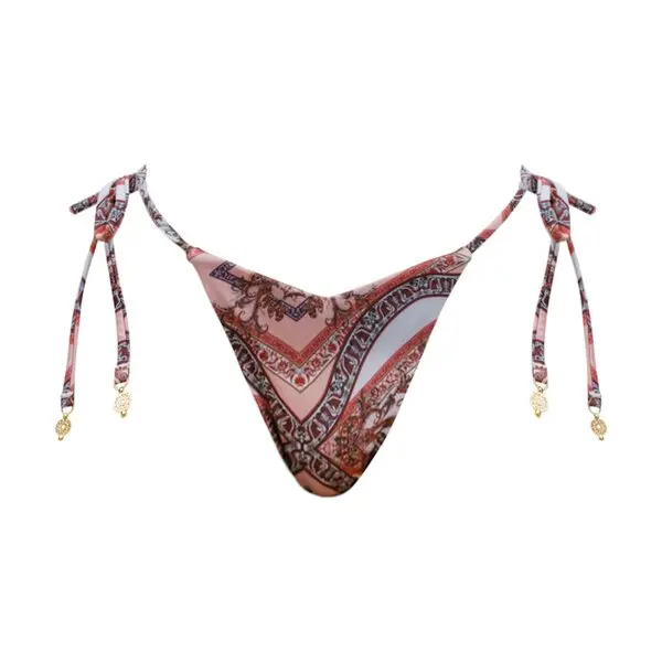 IVY SWIMWEAR Pink / Red Coral In Tuscan Print Bikini Bottoms - Pink/red