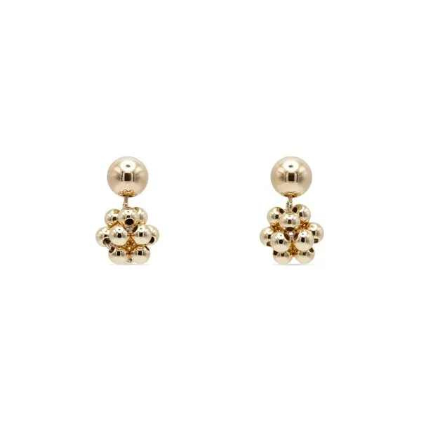 PAS DE MARQUE Filled Beaded Earrings Cube Pendant - Gold