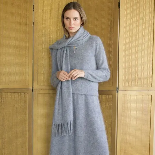 BEL CASHMERE Brushed Cashmere Scarf - Grey