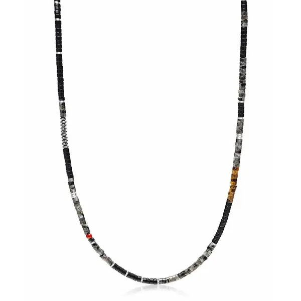 NIALAYA JEWELRY Onyx & Labradorite Heishi Necklace - Black