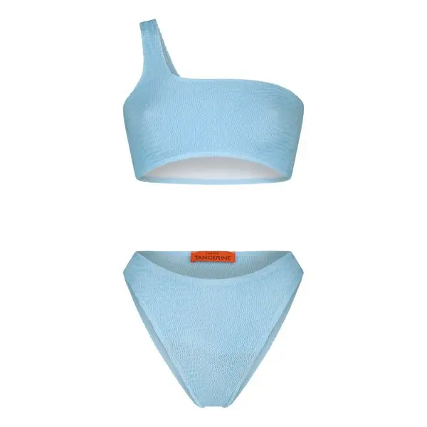 MAISON TANGERINE Mykonos Crinkle Swimsuit Aqua Bikini - Blue