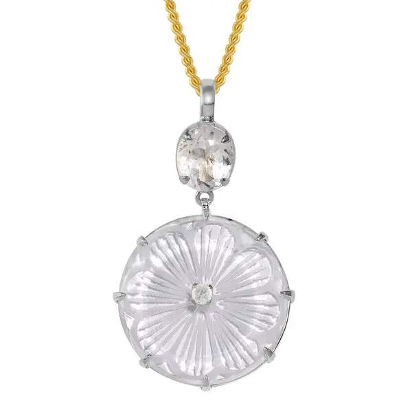 EMMA CHAPMAN JEWELS Silver / White Etched Crystal Silver Magdalene Pendant - Silver/white