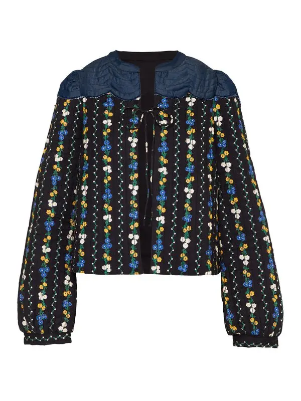 ROSE & NANCY Kiri Floral Printed Scalloped Jacket - Black