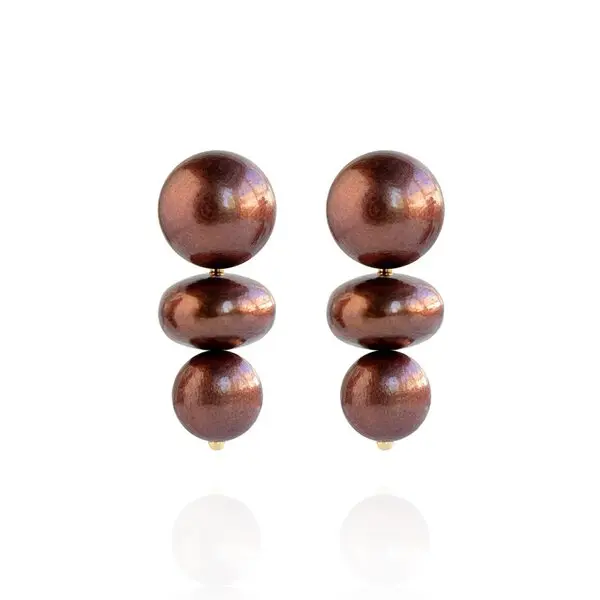 SAULE LABEL Nola Earrings In Chocolate Cherry - Brown