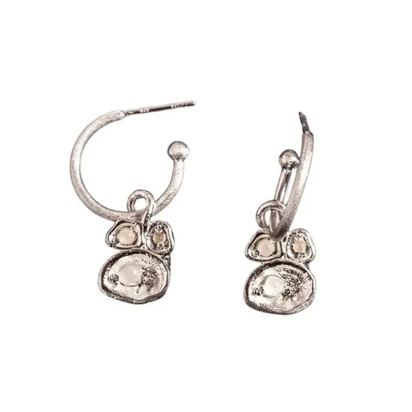 CLAIRE HILL DESIGNS Moonstone Lichen Hoop Earrings - Silver