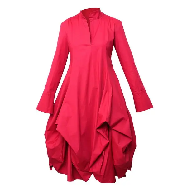 METAMORPHOZA Asymmetric Shirt Dress - Red