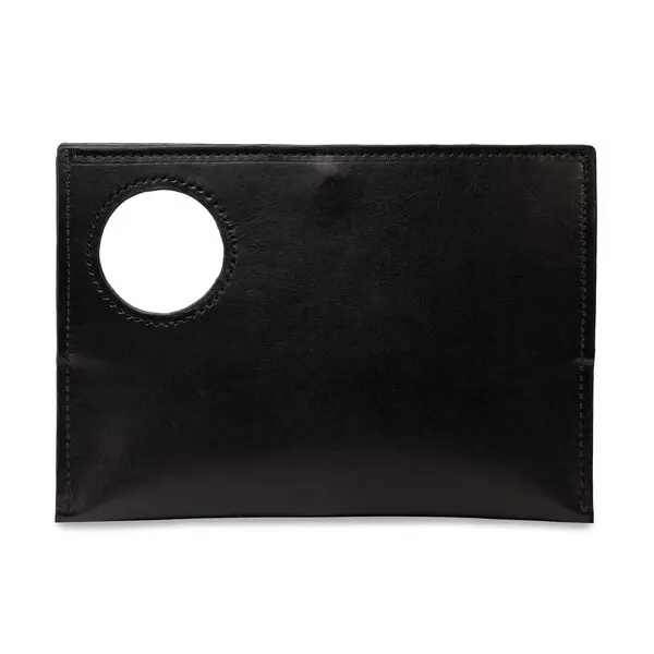 DESIGNS BY ELLE Circle Clutch Leather Bag - Black