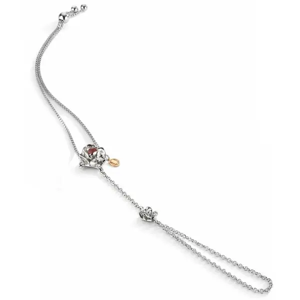 UNALOE Silver / Red Sterling Silver Rose Hand Chain With Ruby – Handcrafted Designer Jewelry - Silver/red