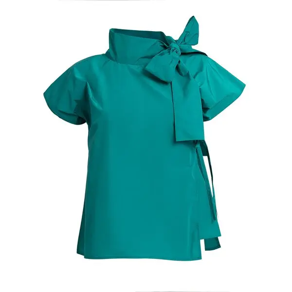 BIANCA POPP Halves Blouse With Shoulder Ribbon In Taffeta - Green