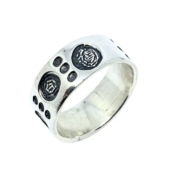 TG-JEWELLERY BY TAMARA GERVASIO Silver / Black ’s Dots Circle Sterling Silver Band Ring - Silver/black