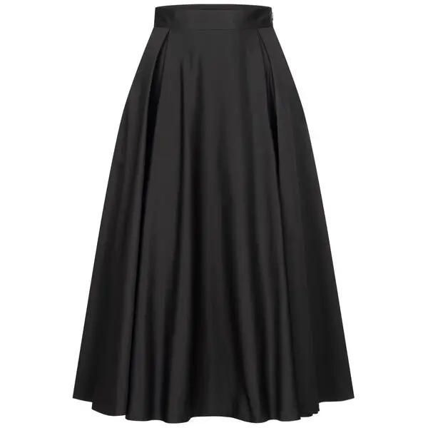 MARIANNA DÉRI Pleated Cotton Sateen Skirt - Black